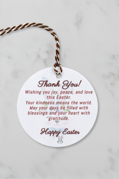 Grey brown Joyful Happy Easter Thank You Tag Poster Template | PosterMyWall