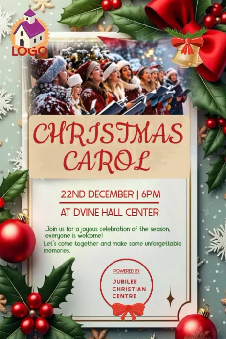 Grey Christmas Carol Poster Template | PosterMyWall