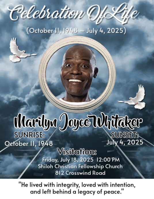 Grey Clouds Maximalist Memorial Funeral Announcement Flyer, Funeral ...