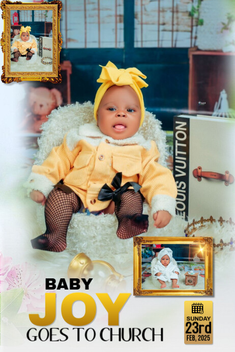 Grey Collage Baby Dedication Poster Template | PosterMyWall