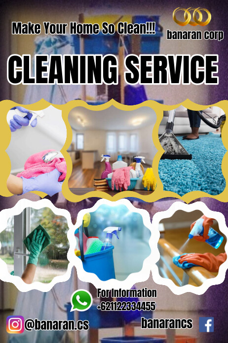 Grey Collage Cleaning Service Pamflet Poster Template | PosterMyWall