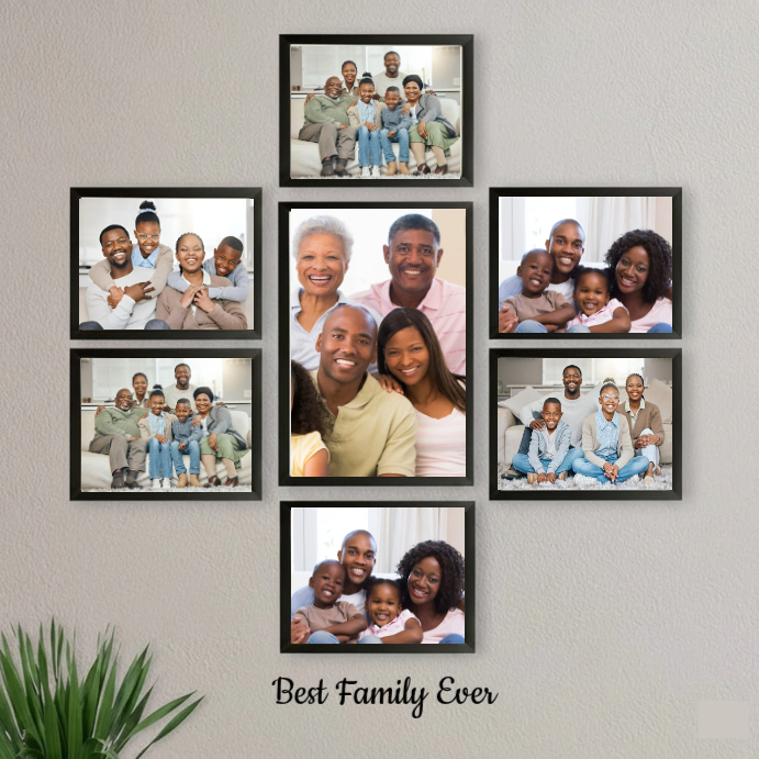 Grey Collage Family Collage Square (1:1) Template | PosterMyWall