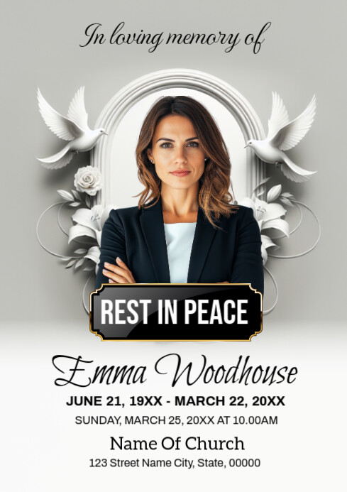 Grey Collage Funeral Program Template A4 | PosterMyWall