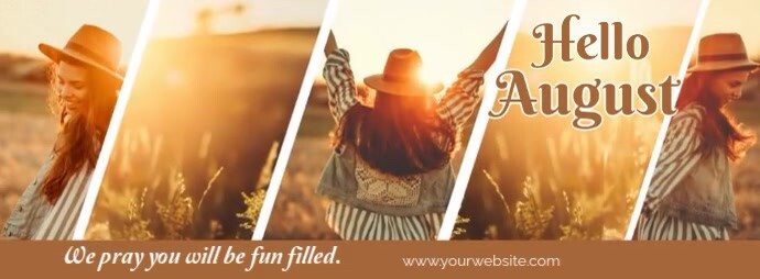 Grey Collage Hello August Facebook Cover Photo Templat | PosterMyWall