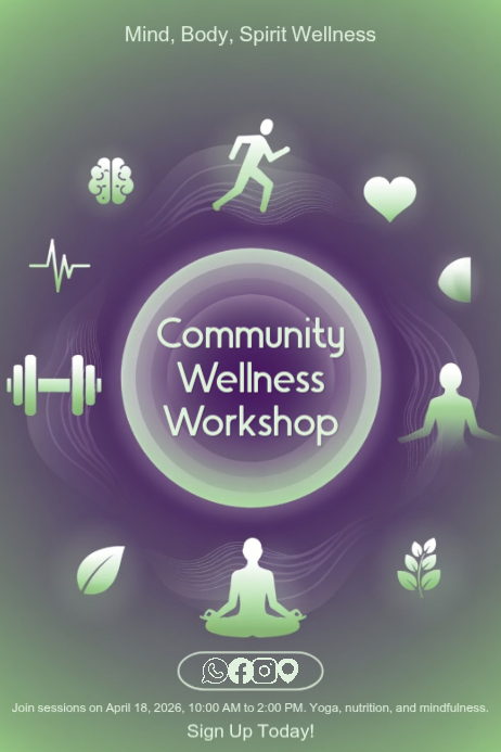 Grey Community Wellness Workshop Poster Template | PosterMyWall