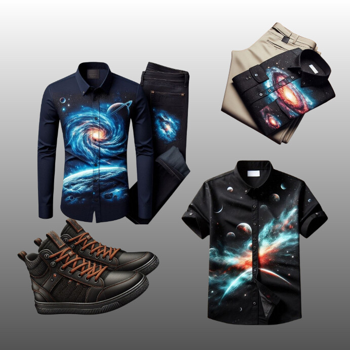 Plantilla de Grey Cosmic Shirt Design Male Fashion Insta | PosterMyWall
