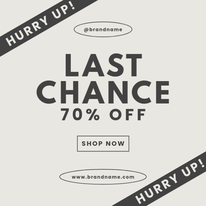 Grey Cream Modern Last Chance Sale Promotional Instagram Post Template ...
