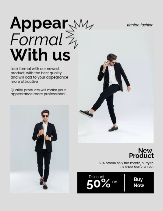 Modèle grey dan black minimalist modern new product appear formal flyer ...