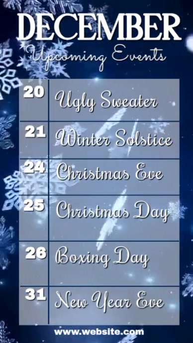 Copy of Grey December Upcoming Events Digital Display (9:16) | PosterMyWall