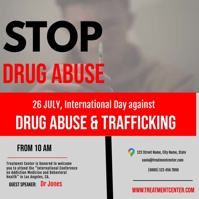 Grey Drug Abuse Awareness Square (1:1) Template | PosterMyWall