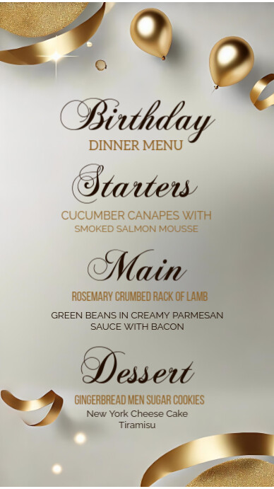 Copy of Grey Elegant Birthday Menu Instagram Story | PosterMyWall