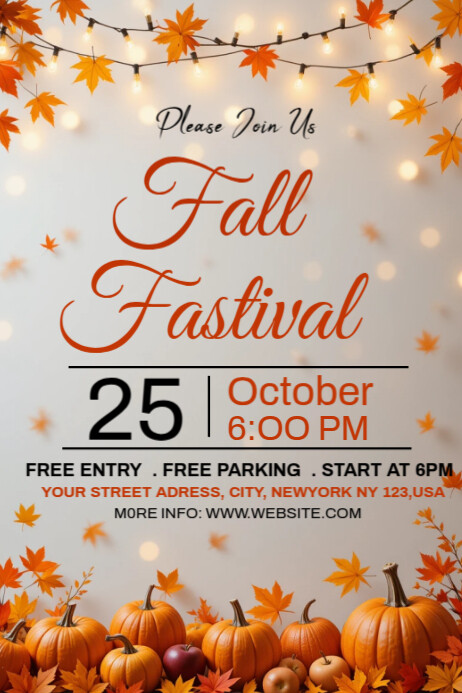 Grey Fall Festival Poster Template | PosterMyWall