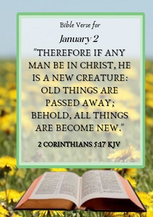 Grey Floral Bible Verse For January 2nd, 2025 A4 Template | PosterMyWall