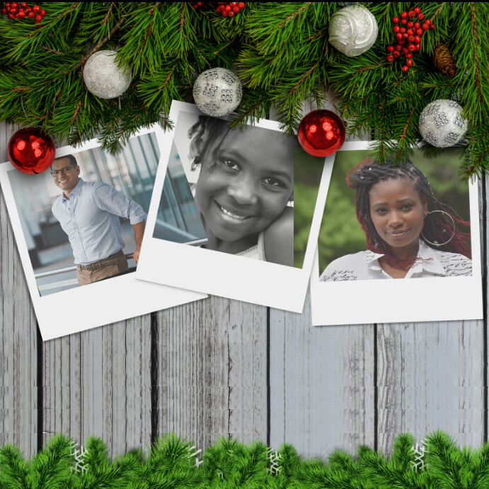 Grey Floral Christmas Picture Frame Instagra Template | PosterMyWall