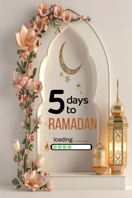 Grey Floral Countdown To Ramadan Poster Template | PosterMyWall