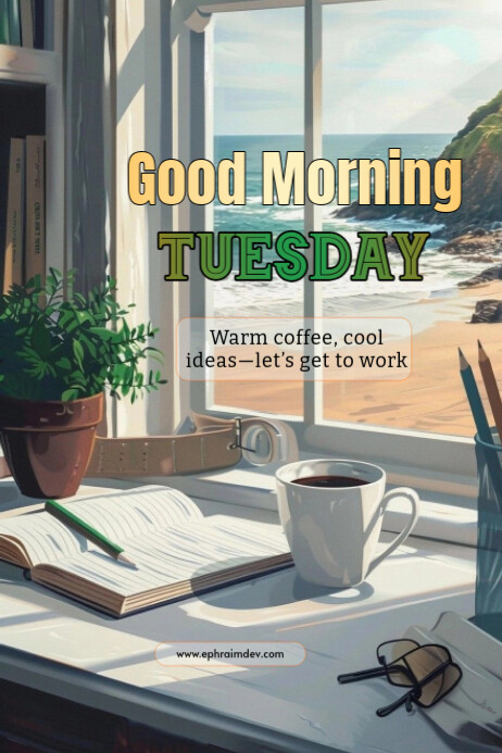 Copy of Grey Floral Good Morning Tuesday Poster | PosterMyWall