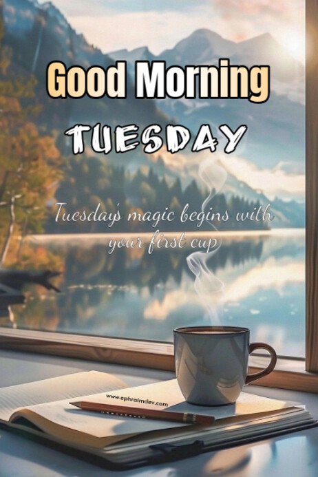 Grey Floral Good Morning Tuesday Poster Templat | PosterMyWall