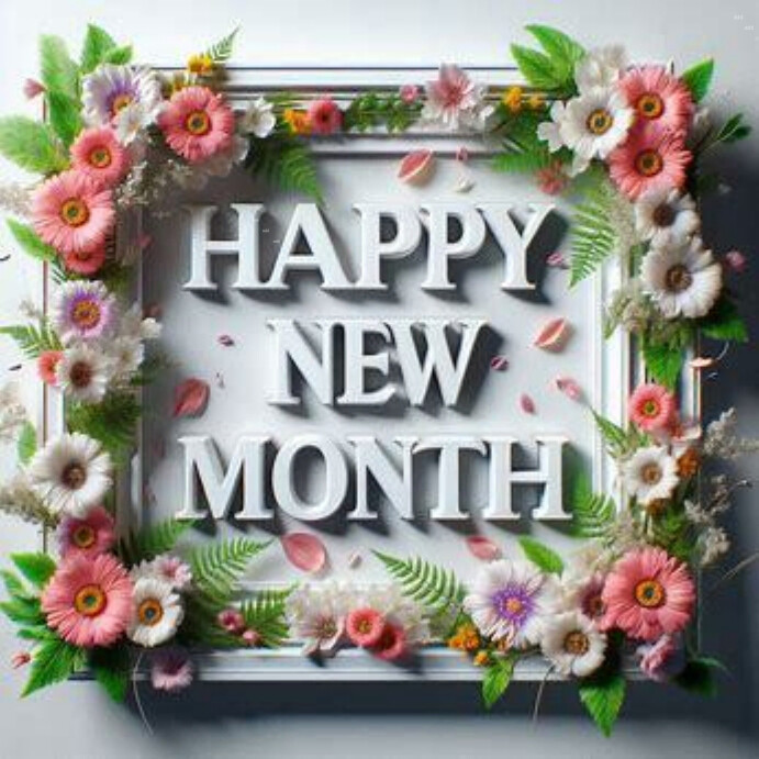 Grey Floral Happy New Month Instagram Post Template | PosterMyWall