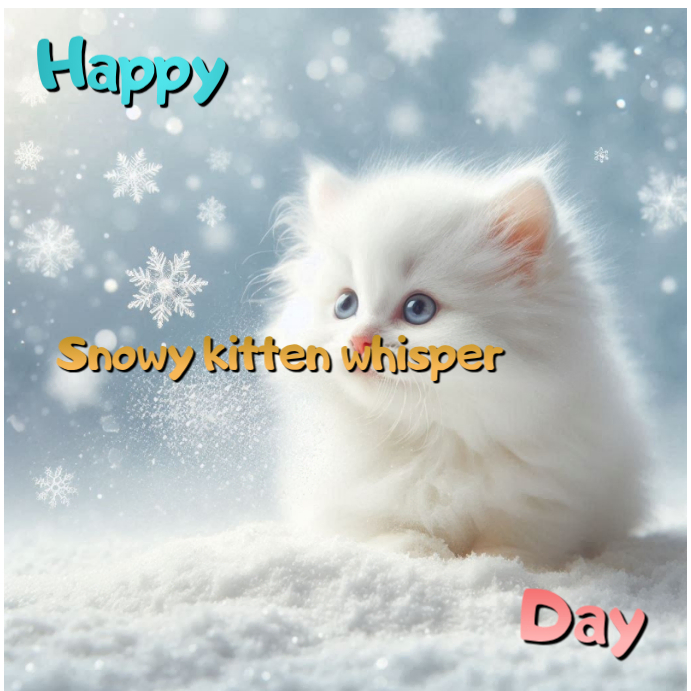 Plantilla de Grey Floral Happy Snow Kitten Whisper Day Instagram Post ...