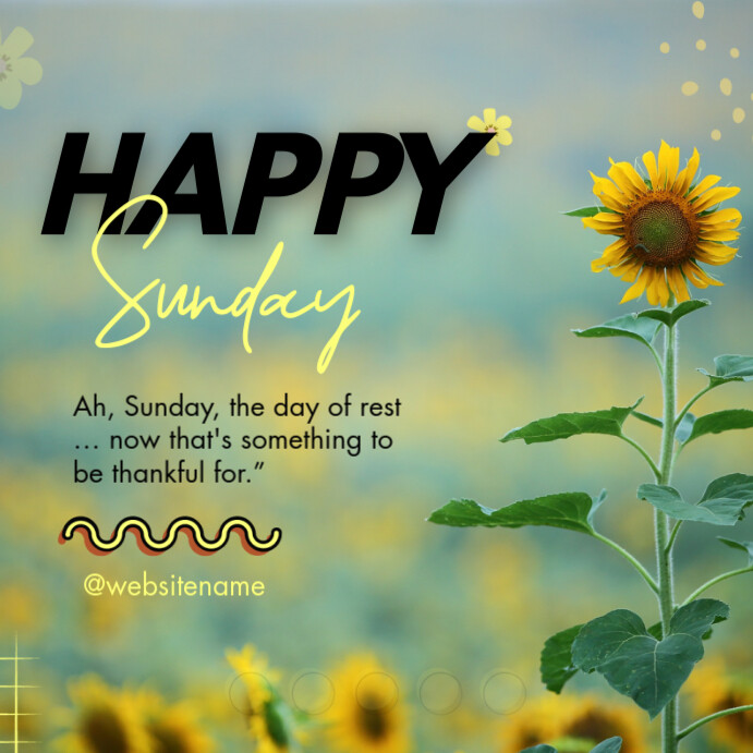 Grey Floral Happy Sunday Instagram Post Template | PosterMyWall