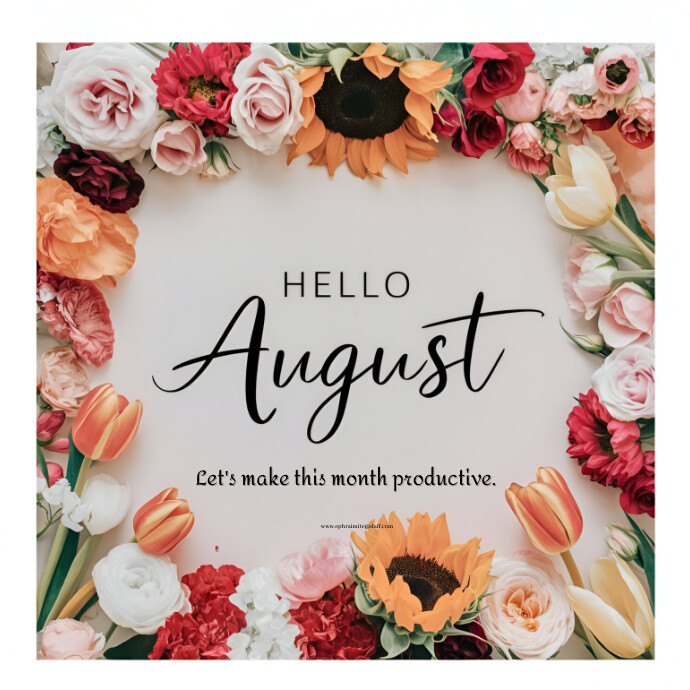 Modèle Grey Floral Hello August Logo | PosterMyWall