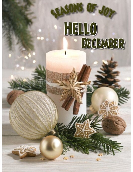 Grey Floral Hello December Template Flyer (us Letter) | PosterMyWall