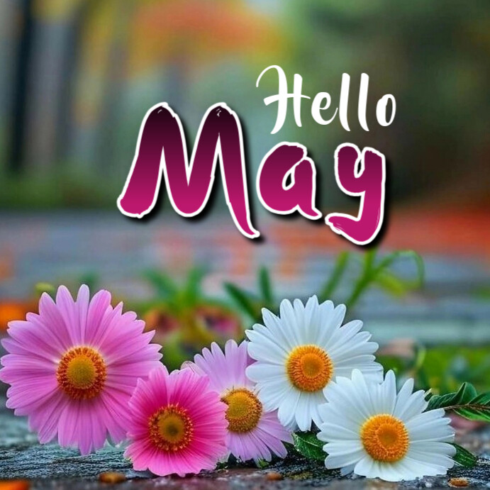 Plantilla de Grey Floral Hello May Instagram Post | PosterMyWall