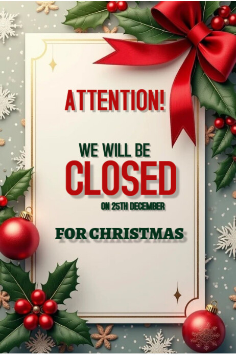 Grey Floral Holiday Closure Notice Template Design Poster | PosterMyWall