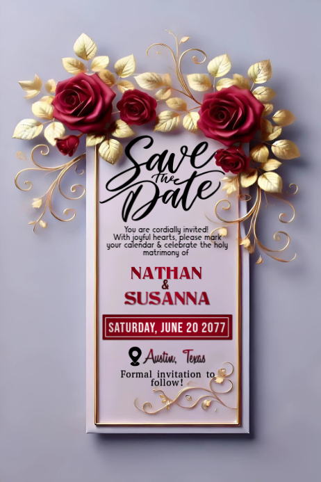 Grey Floral Save The Date Wedding Announcement Poster Template ...