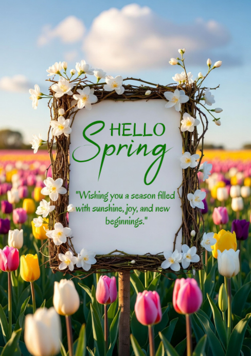 Copy of Grey Floral Spring Greeting A5 | PosterMyWall