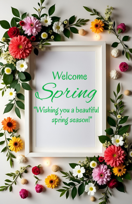 Grey Floral Spring Season Greeting Tabloid Template | PosterMyWall