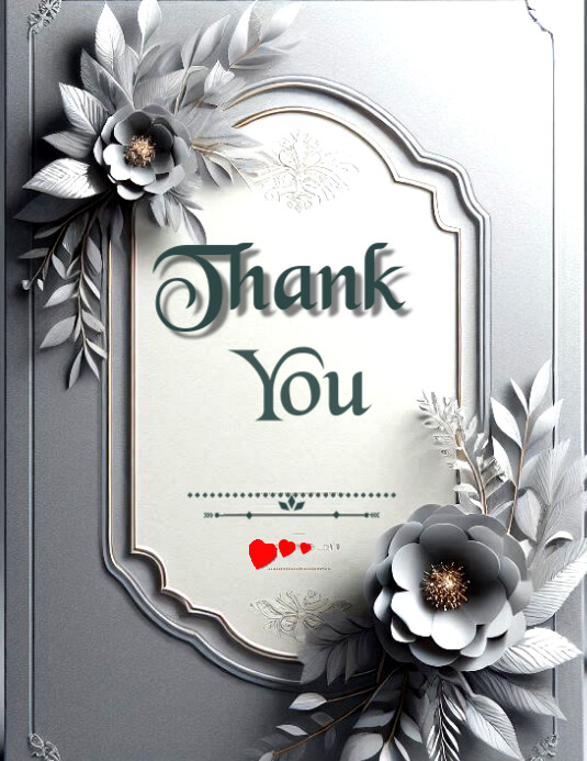 Grey Floral Thank You Flyer (us Letter) Template | PosterMyWall