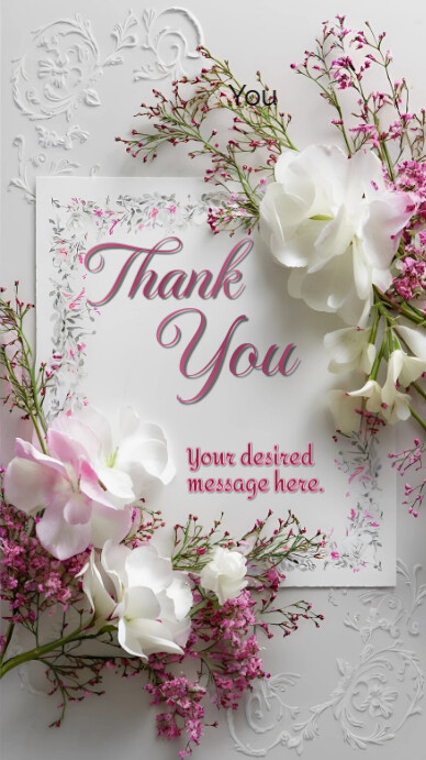 Grey Floral Thank You Whatsapp Status Template | PosterMyWall