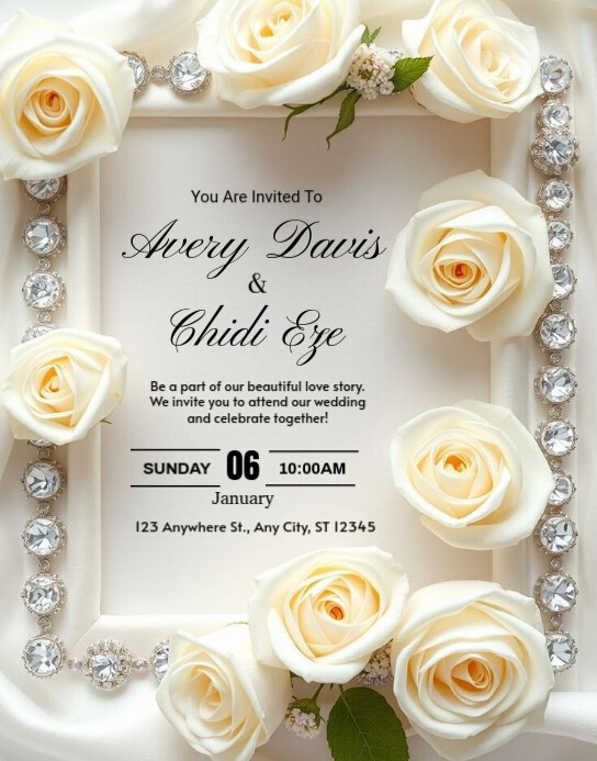 Grey Floral Wedding Invitation Card Poster/wallboard Template ...
