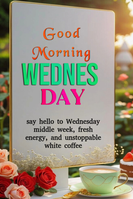 Grey Floral Wednesday Poste Poster Template | PosterMyWall