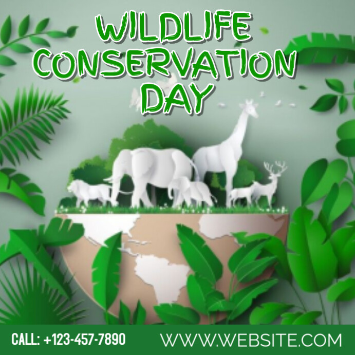 Grey Floral Wildlife Conservation Day Instagram Post Template ...