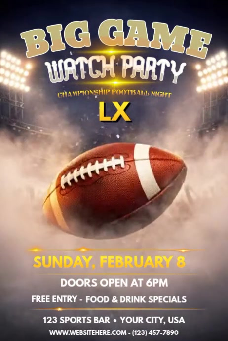 Grey Football Watch Party Poster Video Template | PosterMyWall