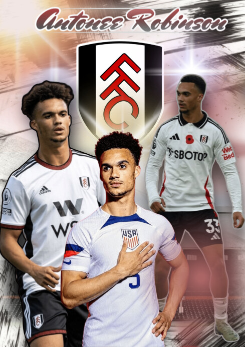 Copy of Grey Futuristic Antonee Robinson Fulham Football Player A4 ...