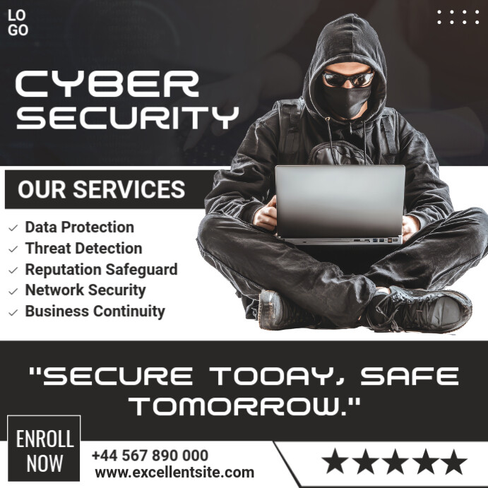 Plantilla de Grey Futuristic Cyber Security Services Instagram Post ...