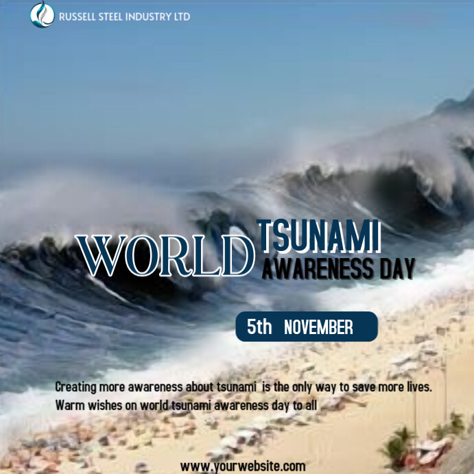 Grey Futuristic World Tsunami Awareness Day Instagram Post Templat ...