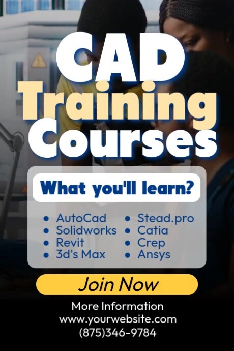 Grey Geometric Cad Training Courses Poster Template | PosterMyWall