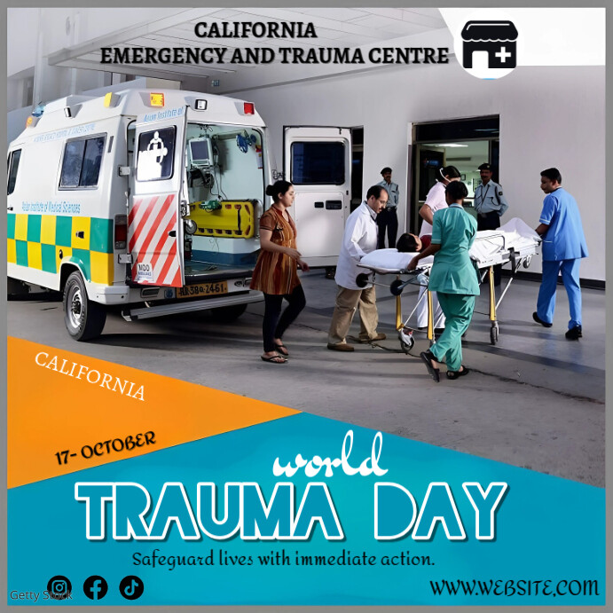 Grey Geometric World Trauma Day Instagram Post Template | PosterMyWall