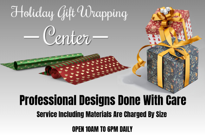 Grey Gift Wrapping Center Poster Poster Template | PosterMyWall