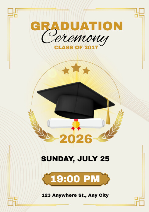 Grey gold vintage graduation invitation card Template | PosterMyWall