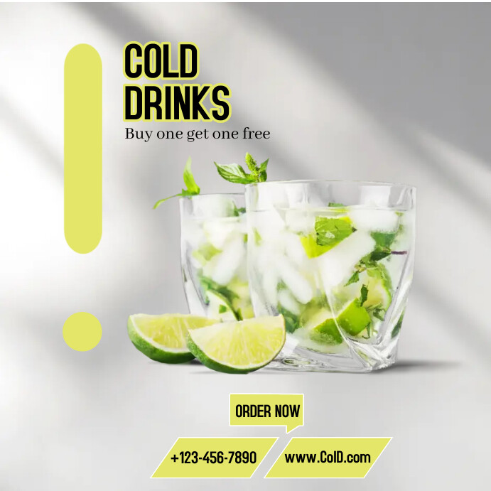 Grey green cold drinks template | PosterMyWall