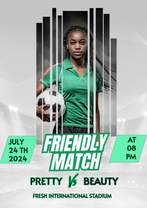Grey green soccer friendly match poster Template | PosterMyWall