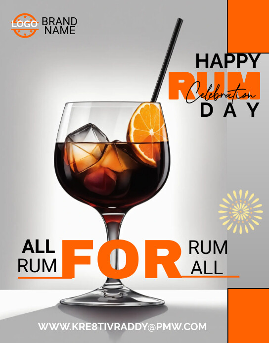 Grey Happy Rum Day Poster/wallboard Template | PosterMyWall