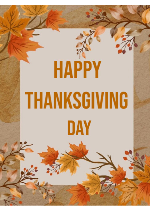 Grey Happy Thanksgiving Day A4 Template | PosterMyWall