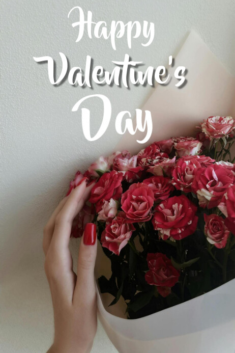 Grey Happy Valentine's Day Templates And Online Greeting Cards Poster ...