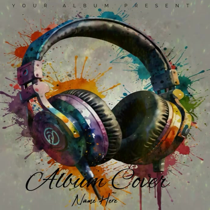 Grey Head Phone Album Album Cover Template | PosterMyWall